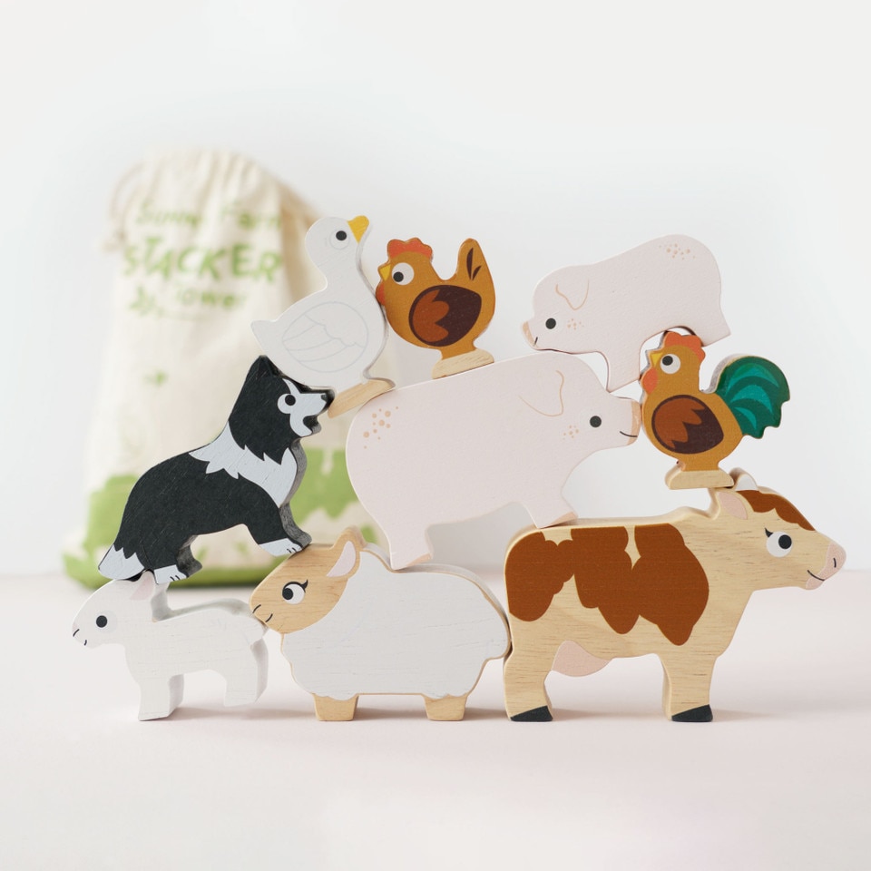 Le Toy Van Farmyard Stacking Animals & Bag | Pottery barn Kids UK