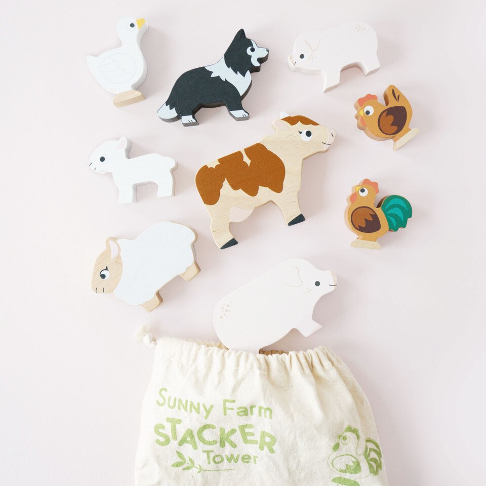 Le Toy Van Farmyard Stacking Animals & Bag | Pottery barn Kids UK