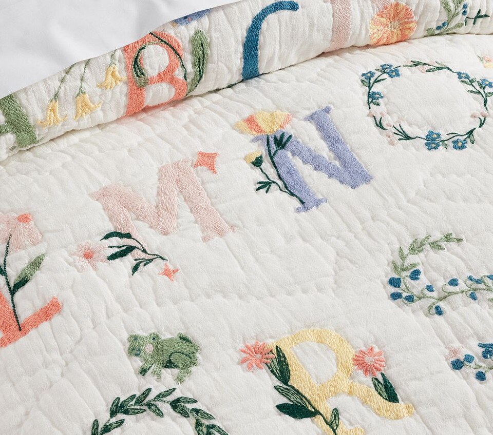 Floral ABC Baby Bedspread | Pottery Barn Kids UK