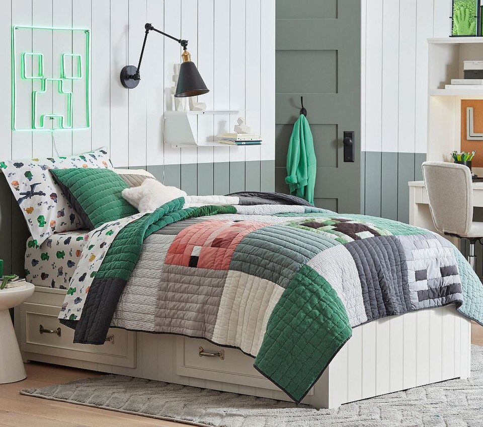 Minecraft™ Patchwork Bedspread & Pillowcases | Pottery Barn Kids UK