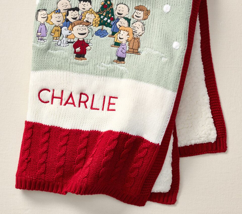 Peanuts® Charlie Brown® Christmas Heirloom Baby Blanket | Pottery Barn ...