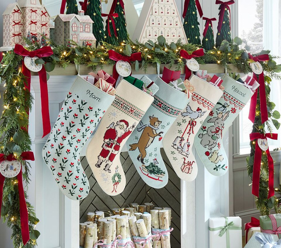 Riley Sheehey Needlepoint Christmas Stocking Collection | Pottery Barn ...